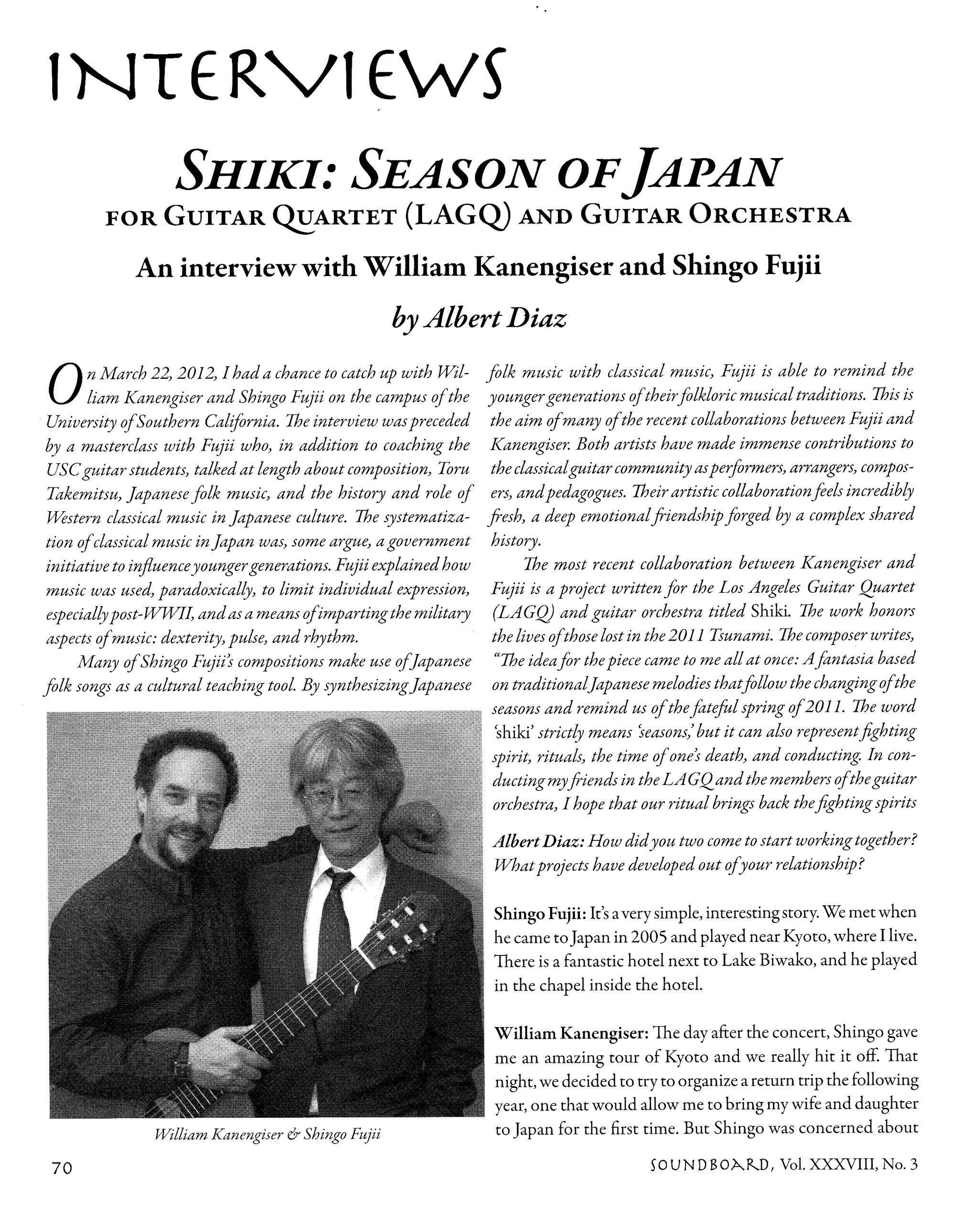 SHIKI: Seasons of Japan An Interview with William Kanengiser & Shingo Fujii
